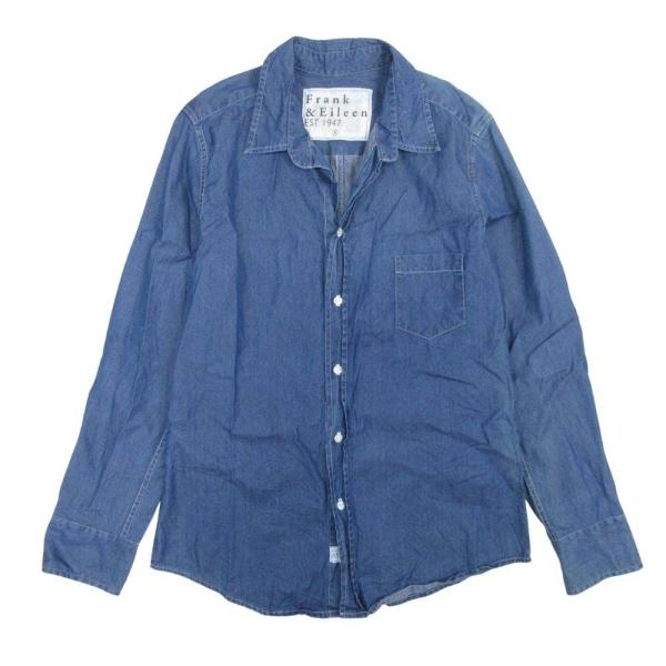 【商品名】Frank &amp; Eileen フランクアンドアイリーン BARRY シワ加工 オープンカラー 開襟 長袖 シャツ S インディゴブルー【ブランド】Frank&amp;Eileen フランクアンドアイリーン【対象】レディース...