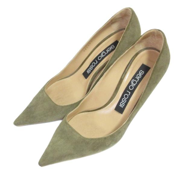 【商品名】sergio rossi セルジオロッシ スエード ポインテッドトゥ パンプス 36 23cm相当 カーキ【ブランド】Sergio Rossi セルジオロッシ【対象】レディース【ランク】A ※使用感はあるが、傷や汚れの少ない商品【...
