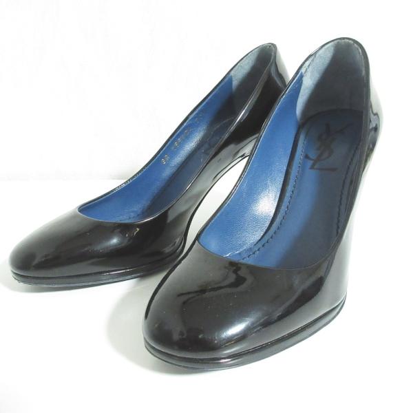 【商品名】YVES SAINT LAURENT rive gauche イヴサンローランリヴゴーシュ パテントレザー アーモンドトゥパンプス 35 1/2 ブラック【ブランド】Yves Saint Laurent rive gauche イ...