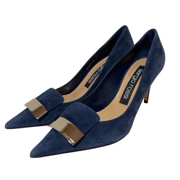【商品名】Sergio Rossi セルジオロッシ SR1 ポインテッドトゥパンプス 39 26cm相当 ネイビー【ブランド】Sergio Rossi セルジオロッシ【対象】レディース【ランク】SA ※若干の使用感はあるが、全体的に状態の良...