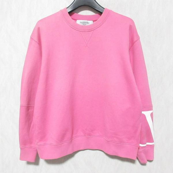 【商品名】VALENTINO ヴァレンティノ 袖ロゴプリント クルーネック スウェットトレーナー TB0MF05T5FQ サイズXS ピンク【ブランド】Valentino ヴァレンチノ【対象】レディース【ランク】A ※使用感はあるが、傷や汚...