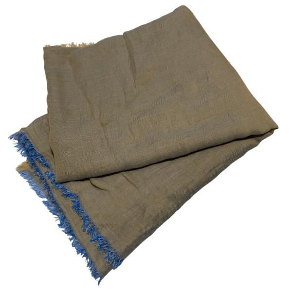 【商品名】hatsutoki ハツトキ フリンジ 大判ストール グレージュ ブルー【ブランド】hatsutoki  ハツトキ【対象】レディース【ランク】A ※使用感はあるが、傷や汚れの少ない商品【カラー】グレー×ブルー【実寸サイズ】縦170...