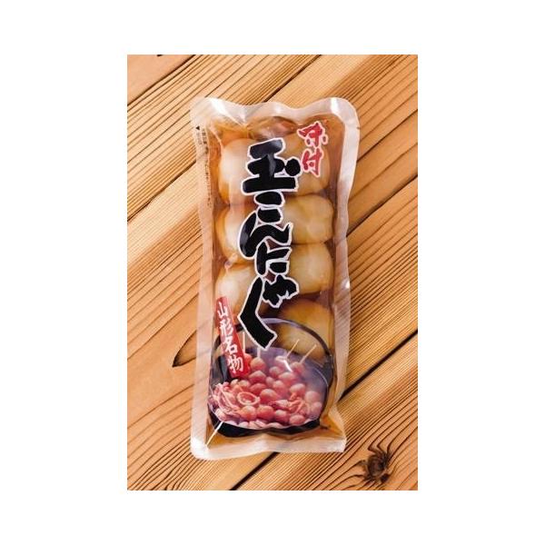 山形名物の味付玉こんにゃくです。地元では「玉こん」と略されることもある ポピュラーな食材です。夏は冷やして、冬は温めて。まるい食品特製のタレで、じっくりと煮込んだ味付け玉こんにゃく。一人当たりのこんにゃく消費量日本一の山形の美味しさをご賞味...