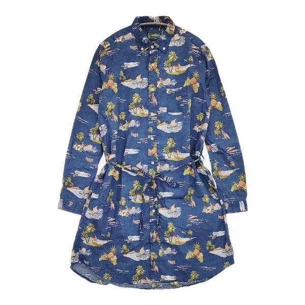 L100440-96008-39    GITMAN BROS. アロハ柄 USA製 アメリカ製 ベルト付き ワンピース ネイビー マルチカラー ギットマンブラザーズ 5-1016M 100440【参考ランク】A【全体の印象】使用感が少なく...