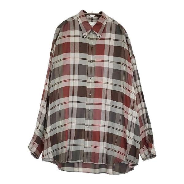 M100897-945508-139    Graphpaper Viscose check oversized b.d. shirt 定価35200円 GM223-50197 チェック 長袖シャツ グレー グラフペーパー 5-1205T ...