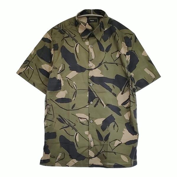 M101367-95208-39    theory IRVING SS DELFINE SHIRTING ストレッチ素材 サイズM カモ 半袖シャツ カーキ ブラック セオリー 6-0501S 101367【参考ランク】A-B【全体の印象...