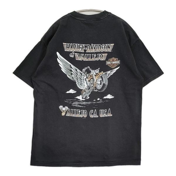 M101875-924008-79    HARLEY DAVIDSON USA製 VALLEJO ファイヤーパターン アメリカ古着 サイズL 半袖Ｔシャツ ブラック ハーレーダビッドソン 6-0512S 101875【参考ランク】B-C【...