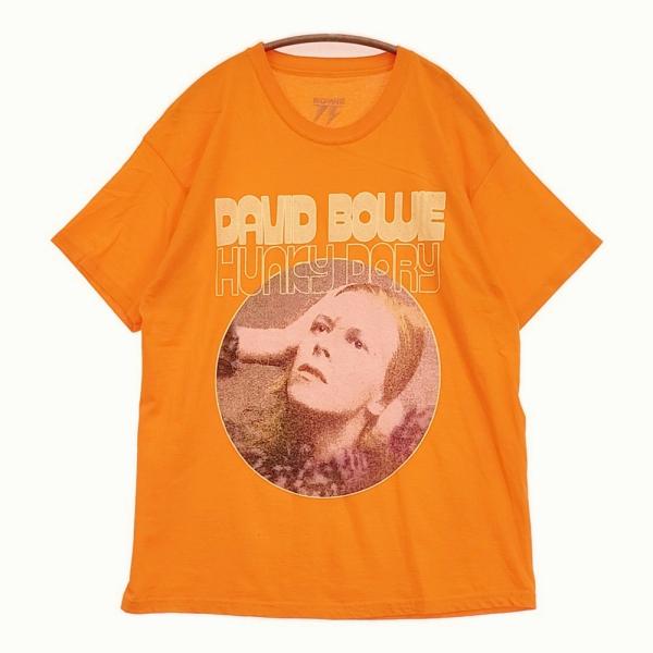 M102028-96508-39    DAVID BOWIE Hunky Dory Pic デヴィッドボウイ バンドT バンT サイズL 半袖Ｔシャツ カットソー オレンジ 6-0512S 102028【参考ランク】A-B【全体の印象】や...