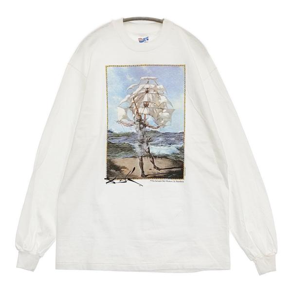 M102159-9130008-279    Salvador Dali サルバドールダリ デッドストック 未使用 Vintage 90s The Ship ミュージアムTシャツ サイズL ホワイト 6-0509M 102159【参考ランク...