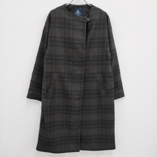 L224054-96508-39    Techichi Peter MacArthur テチチ別注 ノーカラー チェック コート チャコールグレー テチチ 3-1031T 224054【参考ランク】B【全体の印象】使用感が見受けられますが...