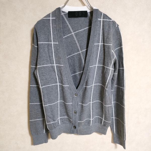 L224302-191170819-49    nooy コットンカーディガン チェック柄 カーディガン グレー ホワイト ヌーイ 3-1101M 224302【参考ランク】B【全体の印象】使用感・ダメージがあります。※詳しい商品説明は下部...