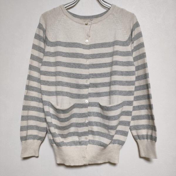 L224305-19130819-19    Dimanche a paris コットンボーダーカーディガン ニット ベージュ グレー ディマンシェアパリ 3-0925M 224305【参考ランク】A【全体の印象】使用感が少なく全体的に綺麗...