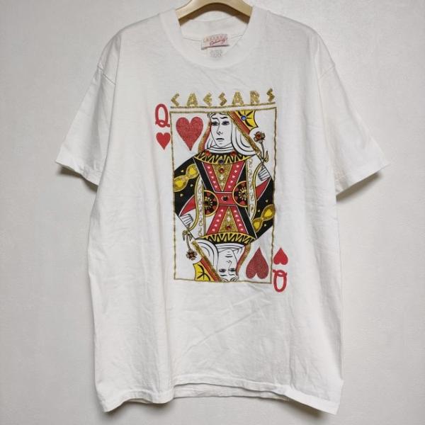 M229556-19910823-49    CAESARS EXCLUSIVELY シーザーズ トランプ クイーン USA製 半袖Ｔシャツ カットソー ホワイト 4-0525S 229556【参考ランク】C【全体の印象】使用感・ダメージが...