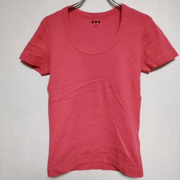 L241779-19130823-19    three dots コットン Uネック 無地 S 半袖Ｔシャツ カットソー ピンク スリードッツ 4-0808S 241779【参考ランク】A-B【全体の印象】やや使用感はありますが、全体的な...