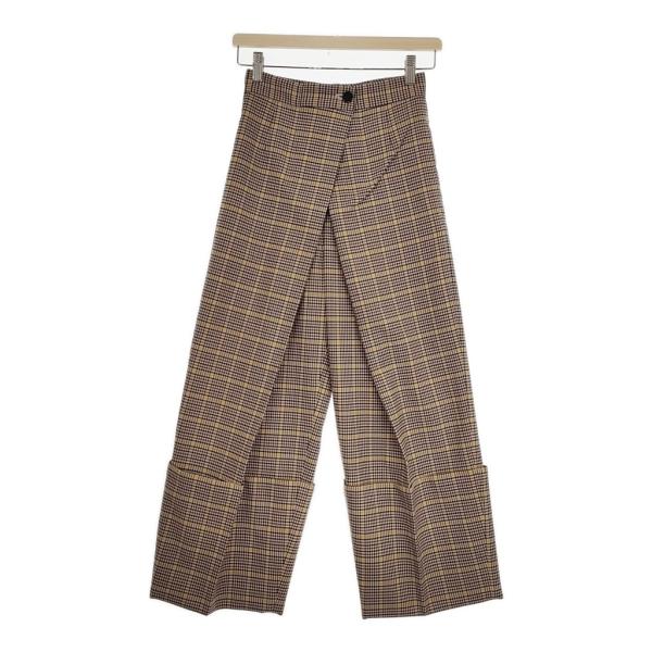 L242924-95208-39    ASTRAET ウールワイドパンツ サイズ0 チェック パンツ ベージュ ブラウン アストラット 4-1003T 242924【参考ランク】A-B【全体の印象】やや使用感はありますが、全体的な印象とし...