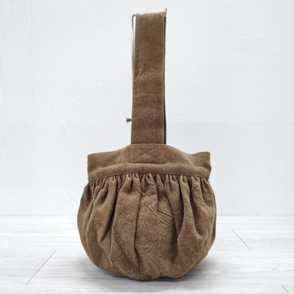 L245357-911708-49    Lin francais d'antan ワンハンドル ギャザーバッグ リネン トートバッグ ブラウン ランフランセダンタン 4-1003G 245357【参考ランク】B【全体の印象】使用感が見受け...