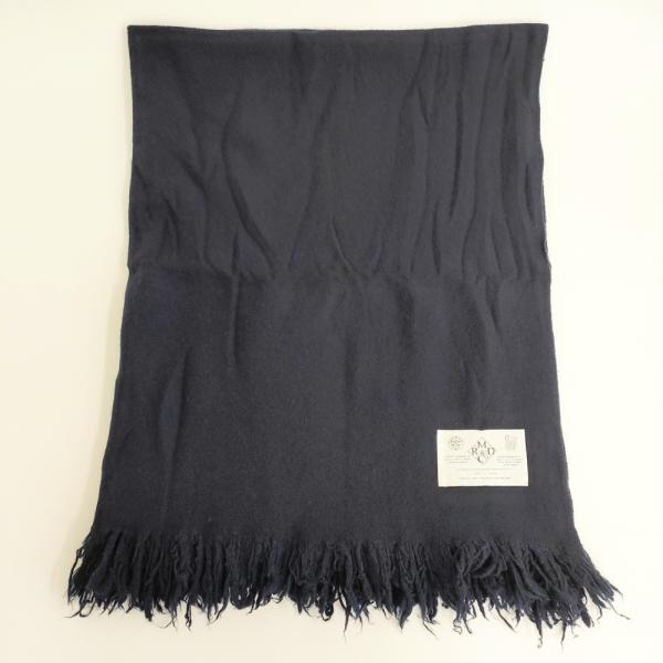 L248469-924008-89    R&amp;D.M.Co- 大判 マフラー フリンジ ストール 無地 ブランケット ネイビー オールドマンズテーラー 4-1128T 248469【参考ランク】A-B【全体の印象】やや使用感はありま...