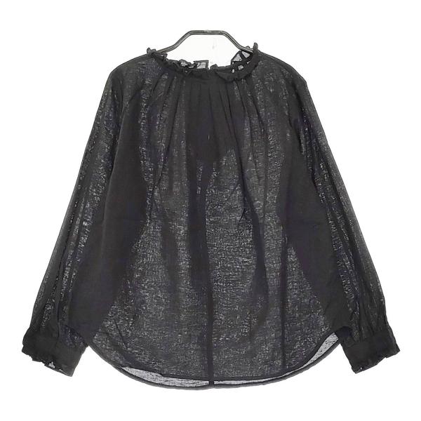 L249725-92008-19    le ciel a temps doux フリルカラー コットンリネン ブラウス シャツ ブラック ルシエルタンドゥース 5-0328M 249725【参考ランク】A-B【全体の印象】やや使用感はあり...
