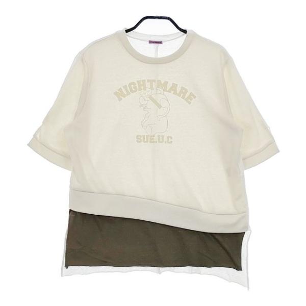 L250933-19144082-59    Sue UNDERCOVER スラッシュレイヤード半袖スウェット NIGHTMARE 半袖Ｔシャツ カットソー オフホワイト アンダーカバー 5-0515S 250933【参考ランク】A-B【全...