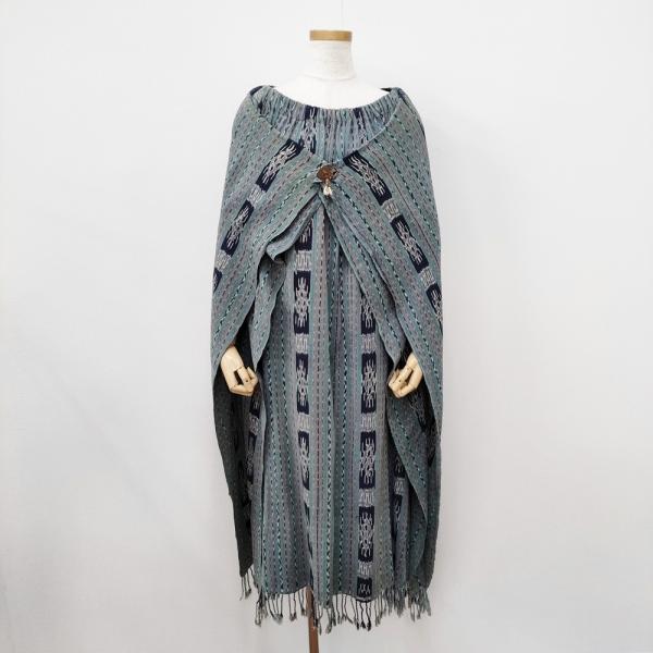 L251010-9658-19    MALAIKA マライカ エスニック柄 フリンジポンチョ グレー グリーン 5-0323M 251010【参考ランク】A-B【全体の印象】やや使用感はありますが、全体的な印象としては綺麗です。※詳しい商...