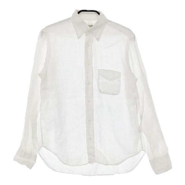L258382-19260813-19    SOUTIENCOL elenco 日本製 ボタンダウン リネン 長袖シャツ ホワイト スチアンコル 5-0503M 258382【参考ランク】B-C【全体の印象】使用感・ダメージがあります。※...