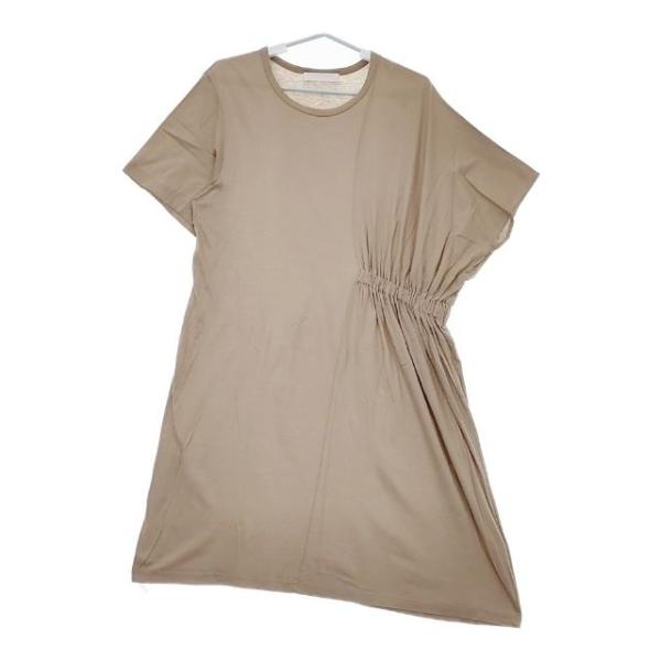 L261220-92608-29    JEAN-NERET ジャンヌレ 20SS-004 アシンメトリー 半袖 コットン ワンピース ベージュ 5-0616S 261220【参考ランク】A-B【全体の印象】やや使用感はありますが、全体的な...