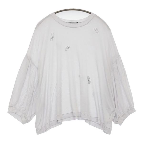 L261704-932508-129    mina perhonen choucho za8608 サイズ40 カシミア混 定価25300円 カットソー ライトグレー ミナペルホネン 5-0622S 261704【参考ランク】B【全体の印...