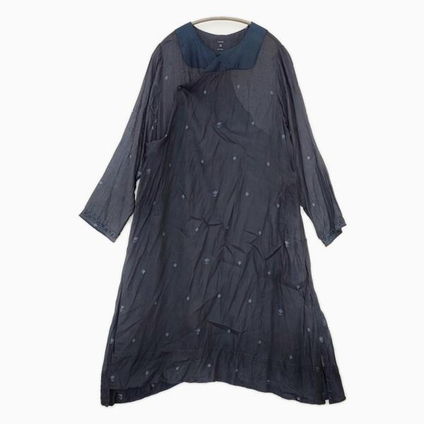 L261964-9104008-249    maku textiles シルクコットン インディゴ染め カシュクール 92224 BIZEN-488 ワンピース ネイビー マクテキスタイルズ 5-1021M 261964【参考ランク】A【...