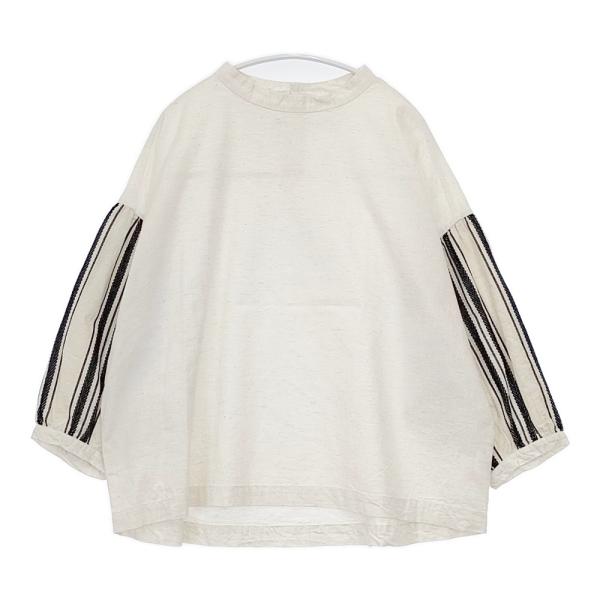 L266031-95208-29    pousse Z241503 刺繍 コットンリネン 長袖 プルオーバー 日本製 ブラウス シャツ キナリ ネイビー プゥス 5-0822M 266031【参考ランク】A-B【全体の印象】やや使用感はあ...