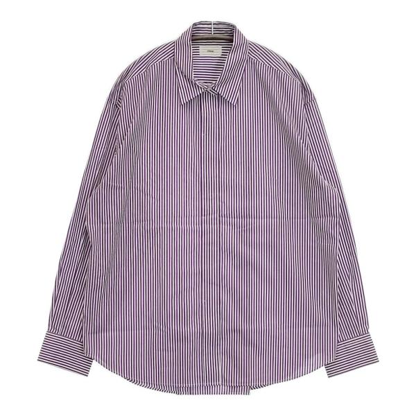 L266583-96508-39    IENA 23050900066030 SOMELOS fly frontシャツ 定価18700円 ストライプ 長袖シャツ 23AW パープル ホワイト イエナ 5-1021M 266583【参考ラン...