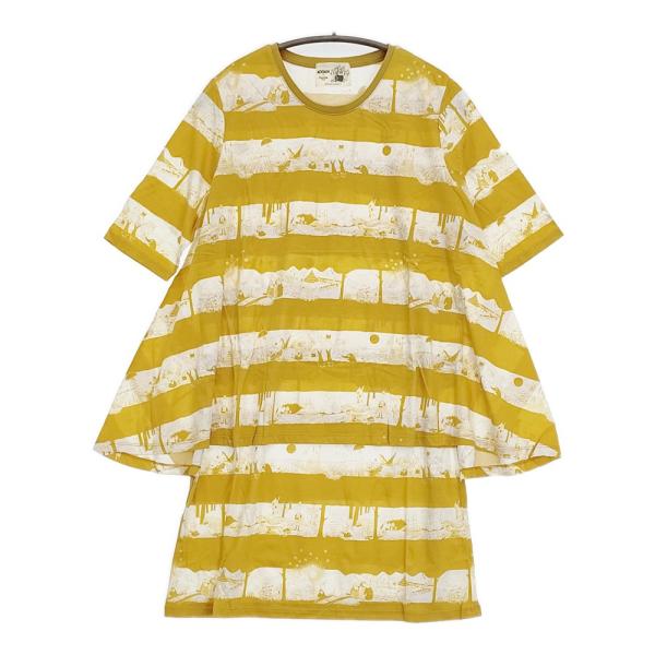L267493-93608-19    marble sud ムーミン MOOMIN 五分袖 ワイドボーダーTシャツワンピース チュニック イエロー ホワイト マーブルシュッド 5-0806S 267493【参考ランク】A【全体の印象】使用...
