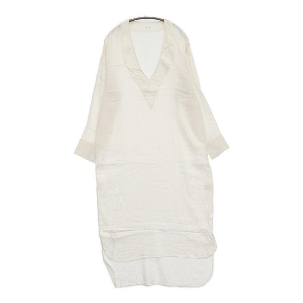 L267518-931208-99    AQUELLOS OJOS VERDES BISHU サイズL Vネック レーヨンコットンリネン ワンピース ホワイト アケヨスオホスヴェルデス 5-1018M 267518【参考ランク】A-B【全...