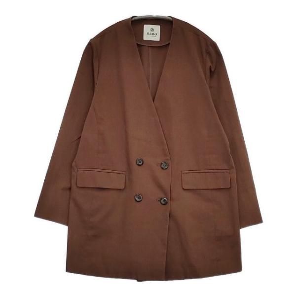 L267656-95008-39    nano universe ノーカラー ダブルボタン テーラードジャケット ブラウン ナノユニバース 5-1109M 267656【参考ランク】A-B【全体の印象】やや使用感はありますが、全体的な印象...