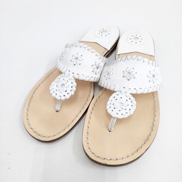 L267769-91008-19    JACK ROGERS トングサンダル レザー サンダル ホワイト ジャックロジャース 5-0802S 267769【参考ランク】B【全体の印象】使用感が見受けられますが、使用する上で支障となるような...