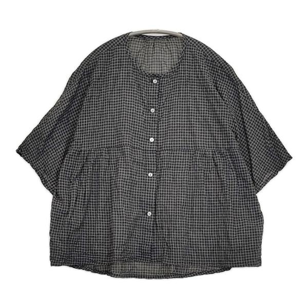 L267851-99608-39    pot pourri ネアブラウス 定価17600円 ポプリ企画 16176 チェック ブラウス シャツ 25SS ブラック ホワイト ポプリ 5-0731S 267851【参考ランク】A【全体の印象...