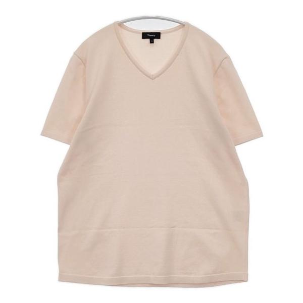 M268543-95208-39    theory RASA HEARST コットンポリエステル Vネック カットソー 半袖ニットソー セーター ニット ピンク セオリー 6-0422S 268543【参考ランク】A【全体の印象】使用感が...