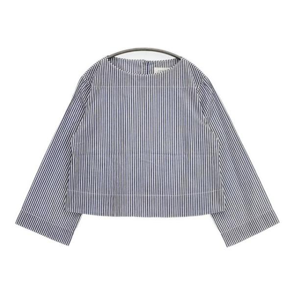 L269191-91308-19    Harriss ストライプ バックボタン ブラウス シャツ ブルー ホワイト ハリス 5-1124M 269191【参考ランク】A-B【全体の印象】やや使用感はありますが、全体的な印象としては綺麗です...