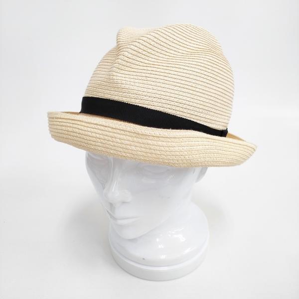 L270363-912008-49    mature ha ボックスハット BOXED HAT 7cm brim 帽子 ハット ベージュ ブラック マチュアーハ 6-0212M 270363【参考ランク】B【全体の印象】使用感が見受けられ...