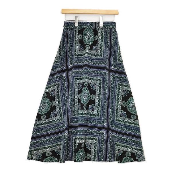 L271223-913008-49    SOEJU ペイズリー柄 S-00-SK-005 ロングスカート ブラック グリーン ソージュ 5-1220M 271223【参考ランク】A【全体の印象】使用感が少なく全体的に綺麗に感じられます。※...