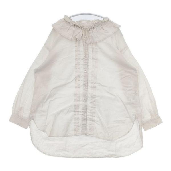 L272228-932508-109    nest Robe/UpcycleLino 01213-1035 ラッフルカラー ブラウス シャツ アイボリー ネストローブ/アップサイクルリノ 6-0408M 272228【参考ランク】A【全体...