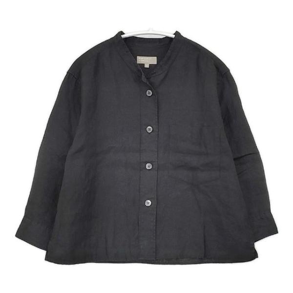 L273194-919508-59    MARGARET HOWELL SHIRTING LINEN 578-2153013 バンドカラー ブラウス シャツ 22SS ブラック マーガレットハウエル 6-0326M 273194【参考ラン...