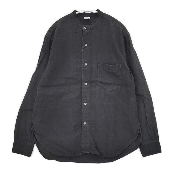L273241-910408-39    THE LIBRARY 175-4150005 日本製 サイズS リネン バンドカラー 長袖シャツ 24SS ブラック ザ ライブラリー 6-0322M 273241【参考ランク】B【全体の印象】使...