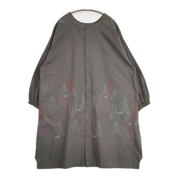 L273276-913008-49    Lilou&amp;Lily FOX IN DEEP FOREST 刺繍 深い森の中のキツネ ワンピース グレー リルアンドリリー 6-0124M 273276【参考ランク】A-B【全体の印象】やや...