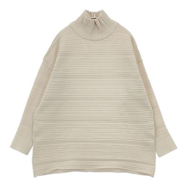 L273960-972008-249    PLEATS PLEASE ISSEY MIYAKE PP33KK793 CREPE KNIT リブ 定価47300円 セーター ニット ベージュ プリーツプリーズ 5-1208T 273960【...