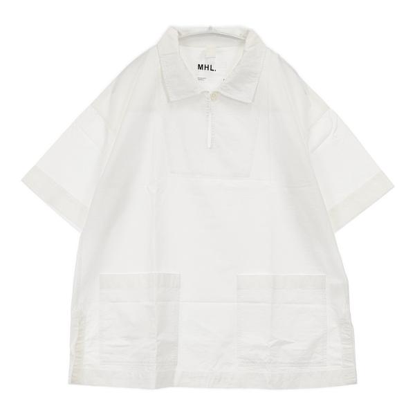 L274237-914308-49    MHL. 595-2152506 SANDED COTTON LINEN プルオーバー 定価20900円 サイズ2 半袖シャツ 22SS  ホワイト エムエイチエル 6-0501S 274237【参...