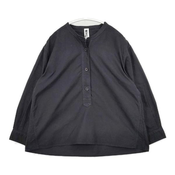 L275159-916808-59    MHL. 595-2253510 SOFT HOPSACK プルオーバー シャツサイズ1 定価26400円 長袖シャツ 22AW ブラック エムエイチエル 5-1229M 275159【参考ランク】...