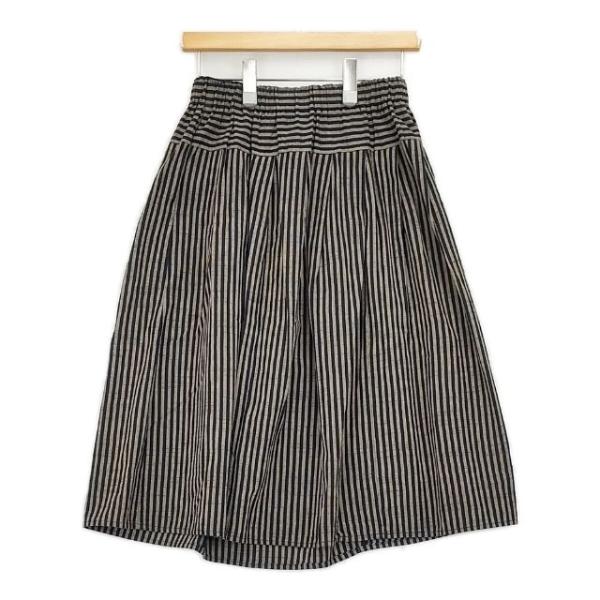 L275472-923408-69    ヤンマ産業/YAMMA 棒縞 会津木綿 コットン ストライプ スカート ネイビー ベージュ ヤンマ産業 6-0218M 275472【参考ランク】A-B【全体の印象】やや使用感はありますが、全体的な...