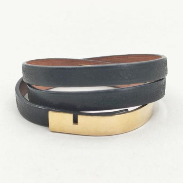 L276469-93908-29    URSUL ユアソル Bracelet Turn Triple サイズM レザー3連 ブレスレット ブラック ゴールド 6-0212G 276469【参考ランク】B【全体の印象】使用感が見受けられます...