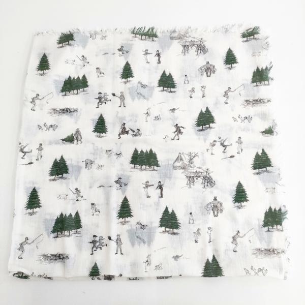 L276706-918208-59    R&amp;D.M.Co- WEEKEND HILL コットンガーゼ フリンジ 大判 スカーフ ストール ホワイト オールドマンズテーラー 6-0212M 276706【参考ランク】A-B【全体の印...