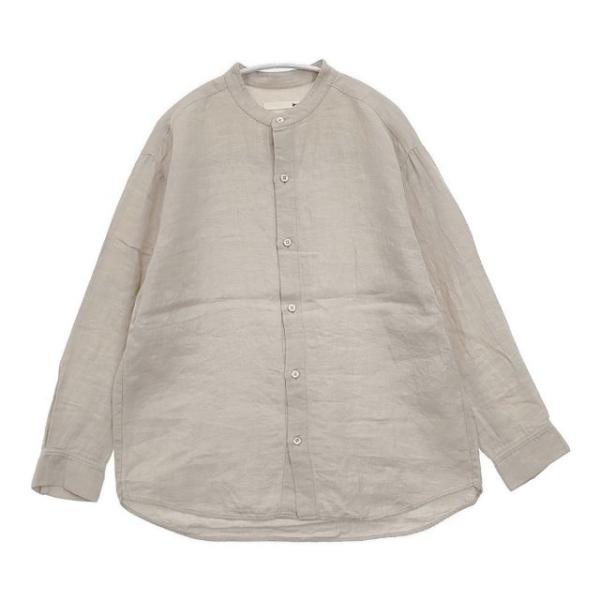 L277698-923408-79    evam eva E233T068 band collar shirt リネンブラウス 定価33000円 長袖シャツ グレージュ エヴァムエヴァ 6-0429M 277698【参考ランク】A-B【全...